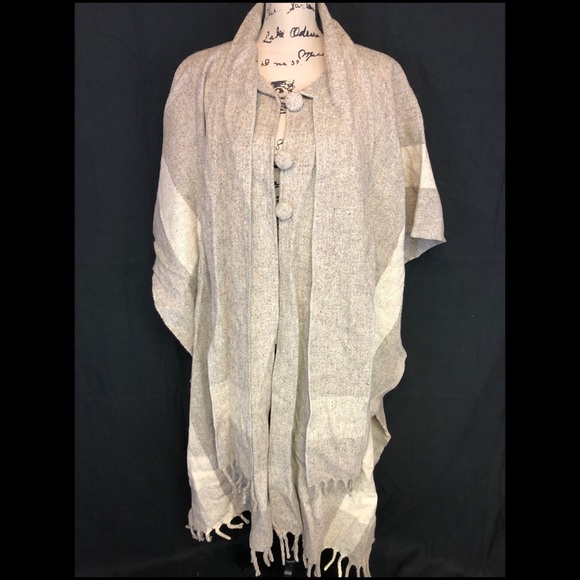 Sweaters | Long Gray Boho Vtg Button Front Open Side Poncho | Poshmark